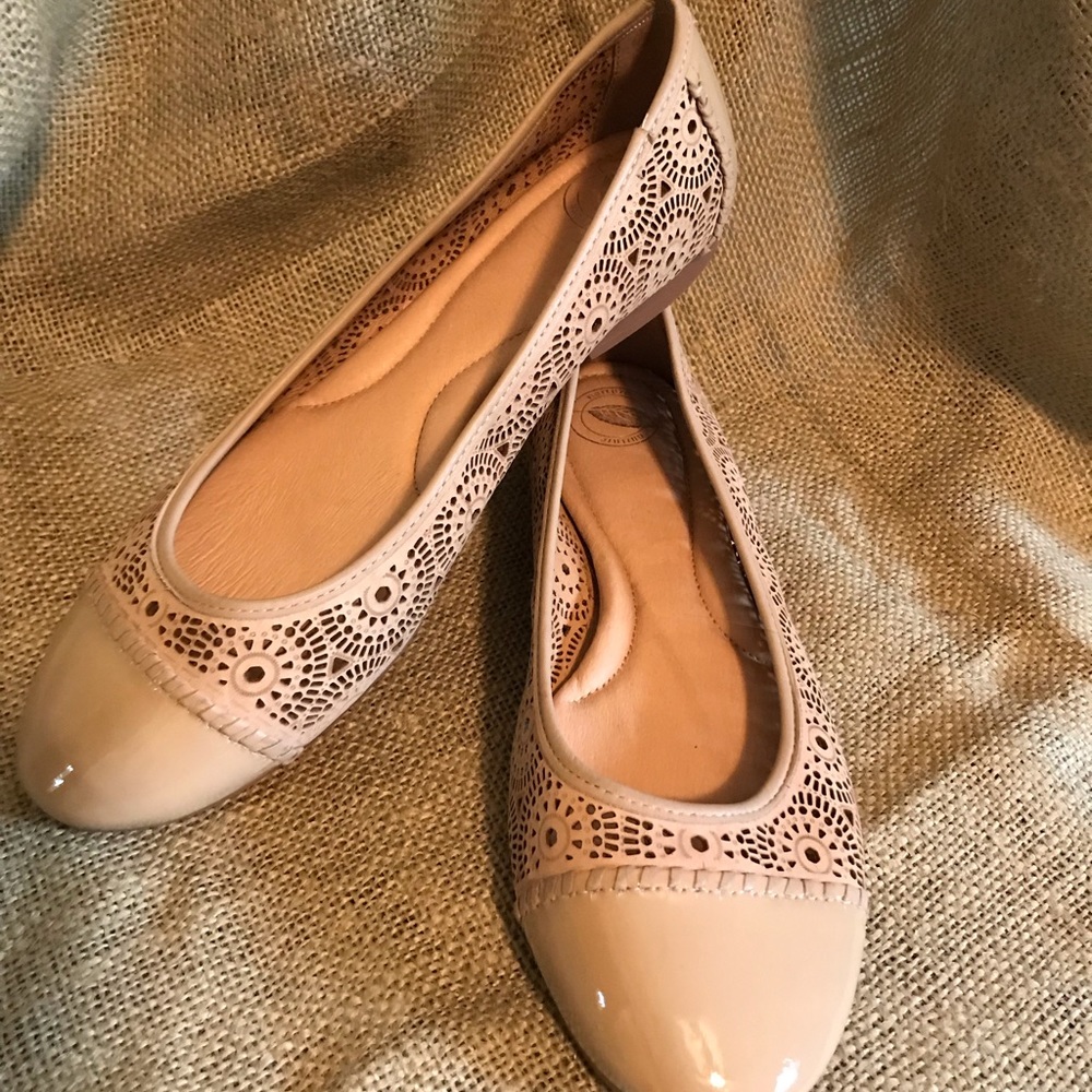 New Nurture Leather Laser Cut Flats - Gem